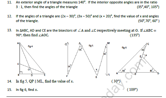 CBSE Class 9 Mathematics Lines and Angles Worksheet Set A